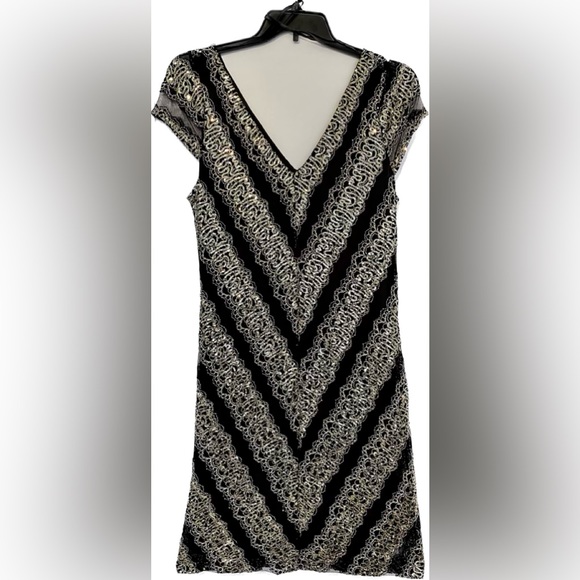 MARINA | Dresses | Marina Womens Foiled Dress Black Lace And Gold ...